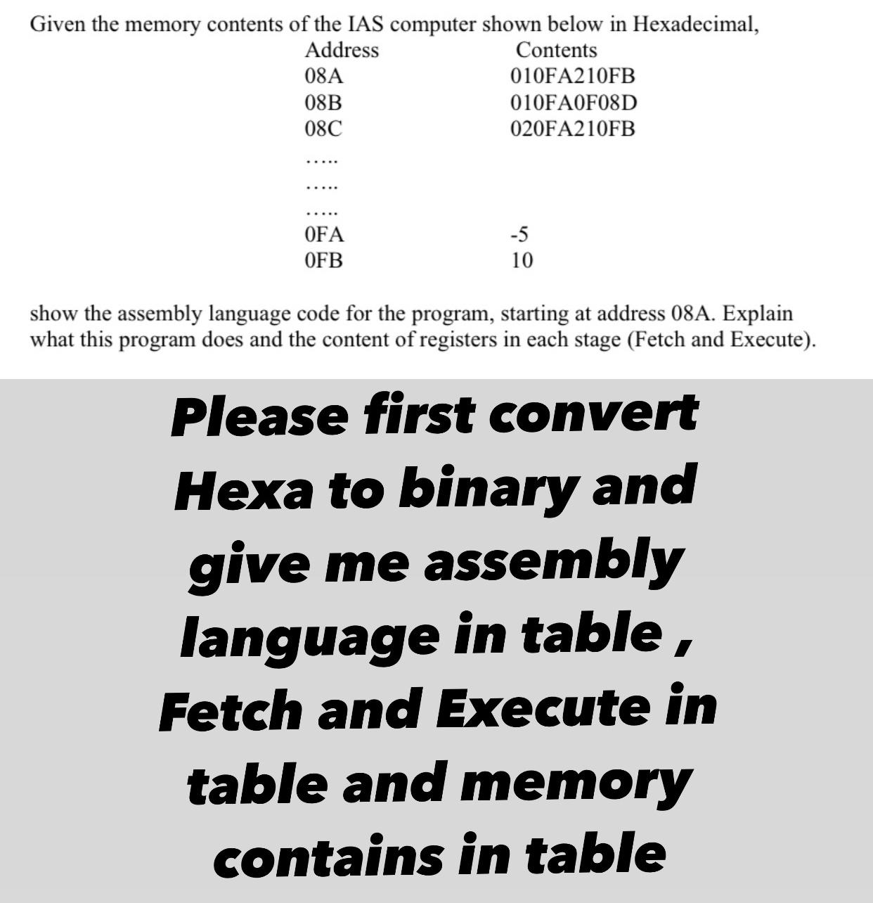 Solved Given the memory contents of the IAS computer shown | Chegg.com