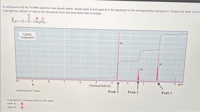 Solved 3 4 3H 3H 1 2 2 분 2H 2H PPM Peak Splitting 1 quartet | Chegg.com