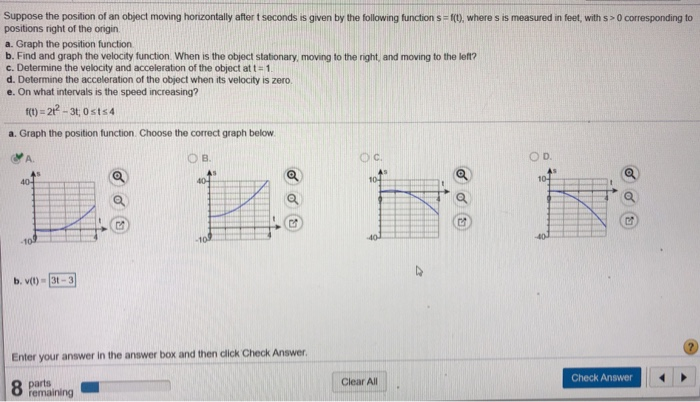 Solved Suppose the position of an object moving horizontally | Chegg.com