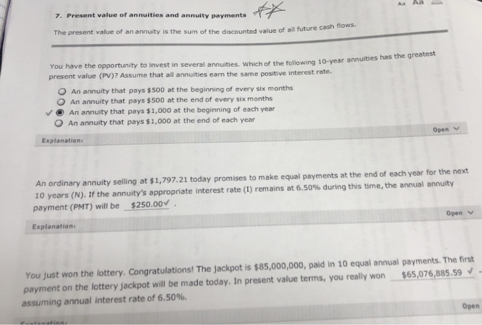 Solved 7. Present value of annuities and annuity payments Aa | Chegg.com