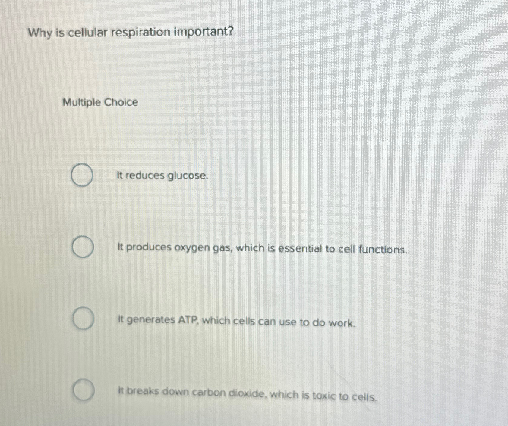 Solved Why is cellular respiration important?Multiple | Chegg.com