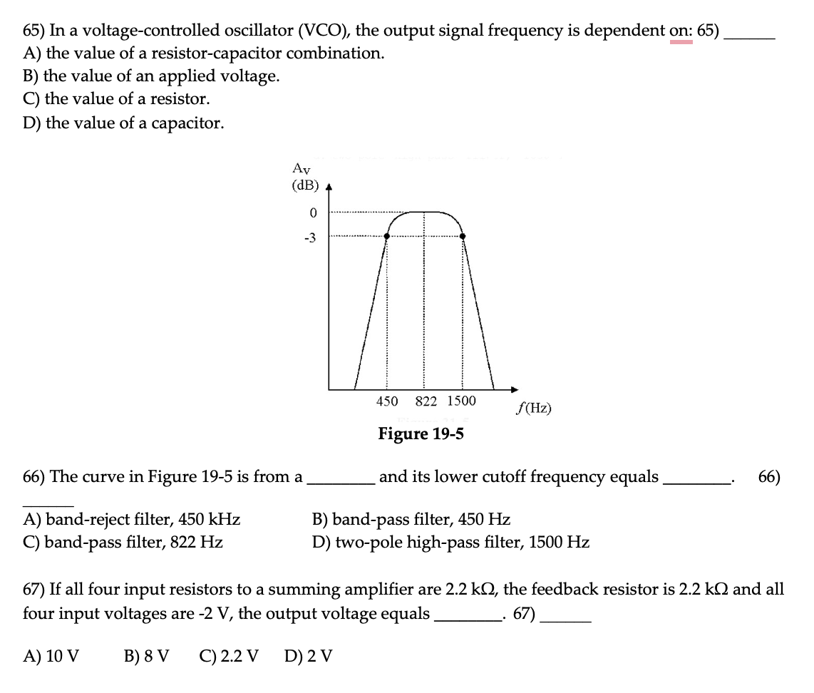 Solved In a voltage-controlled oscillator (VCO), ﻿the output | Chegg.com