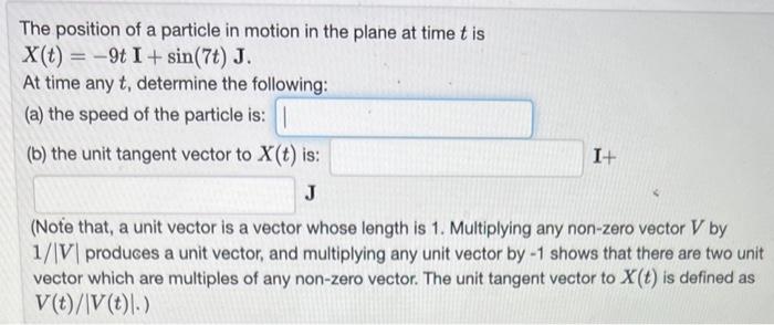 Solved The position of a particle in motion in the plane at | Chegg.com
