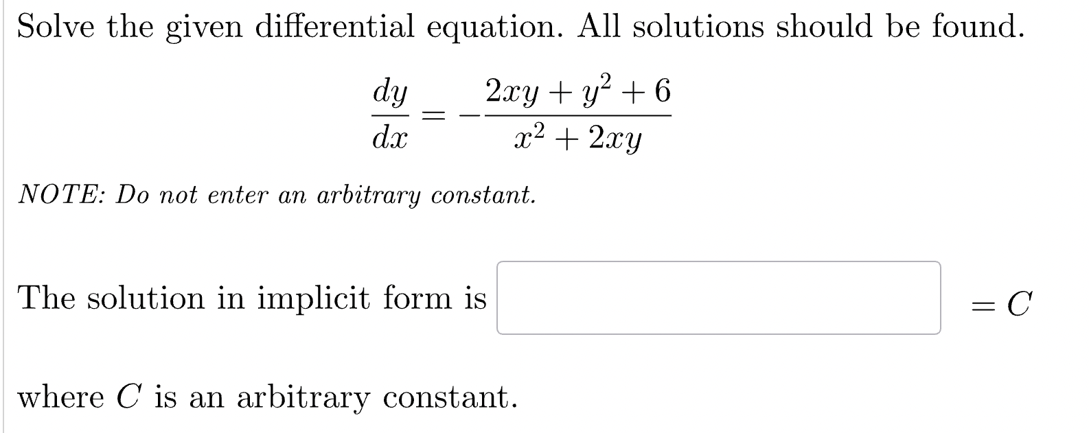 Solved Solve the given differential equation. All solutions | Chegg.com