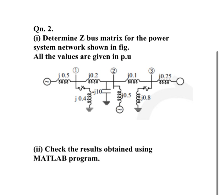 Solved Qn. 2. (i) Determine Z bus matrix for the power | Chegg.com