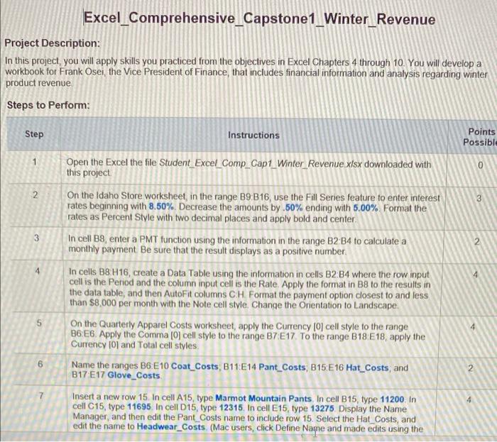 Solved Excel_Comprehensive_Capstone1_Winter_Revenue Project | Chegg.com