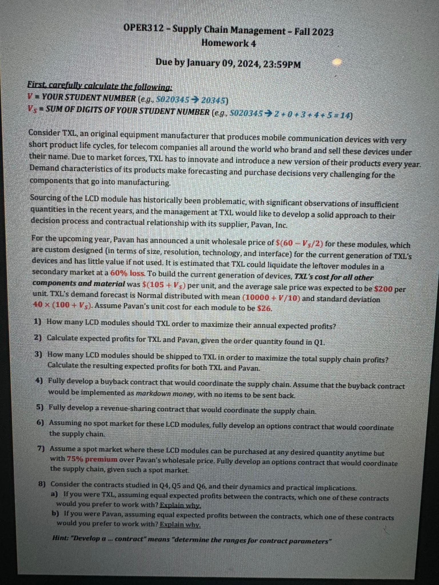 Solved OPER312 - ﻿Supply Chain Management - ﻿Fall | Chegg.com