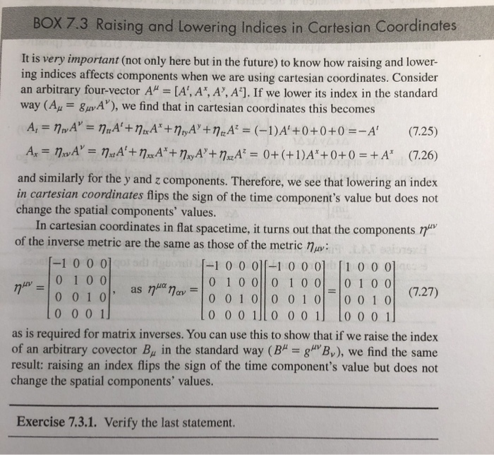 Solved BOX 7.3 Raising and Lowering Indices in Cartesian | Chegg.com