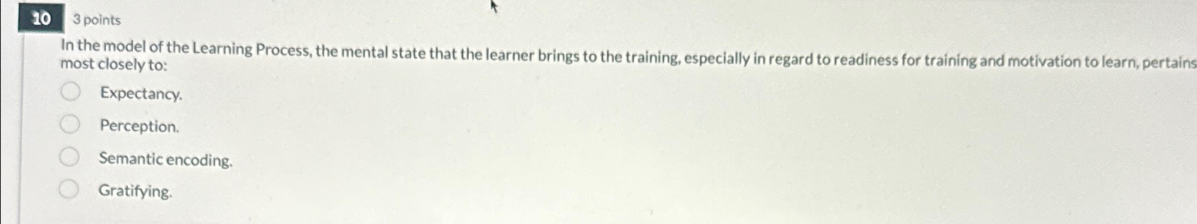 Solved 103 ﻿pointsIn the model of the Learning Process, the | Chegg.com