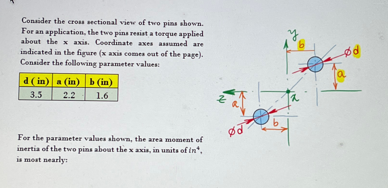 Solved Consider the cross sectional view of two pins shown. | Chegg.com