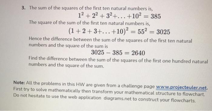 Solved 3. The sum of the squares of the first ten natural | Chegg.com