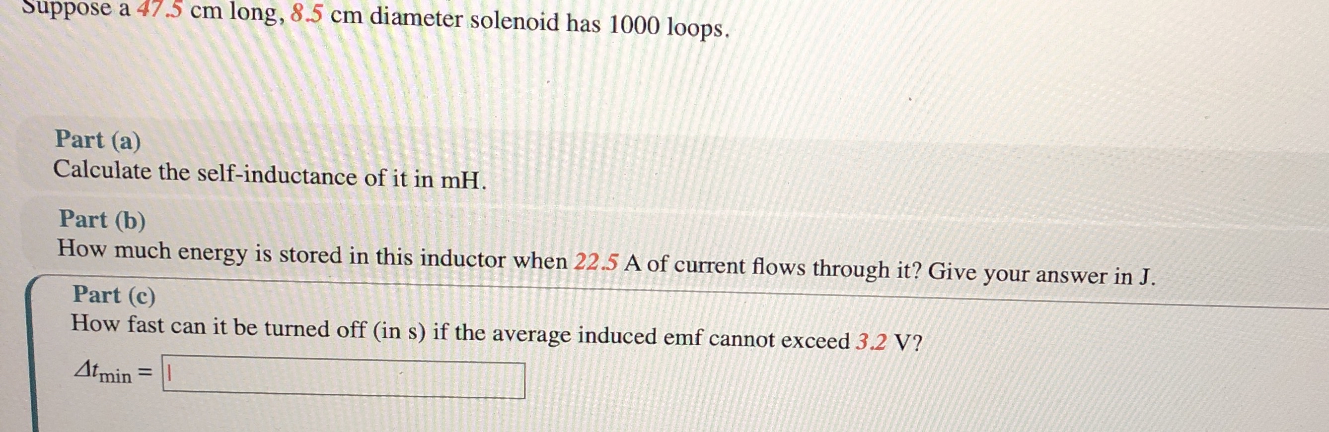 Solved Suppose a 47.5 ﻿cm long, 8.5 ﻿cm diameter solenoid | Chegg.com