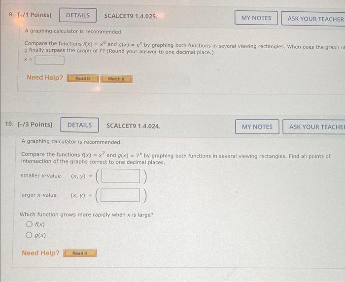 Solved A graphing calculator is recommended. Compare the | Chegg.com