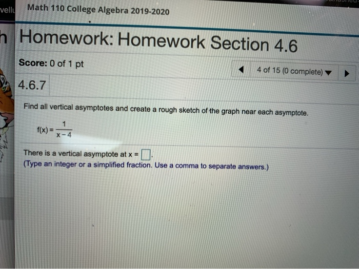 Solved vellu Math 110 College Algebra 2019-2020 h Homework: | Chegg.com