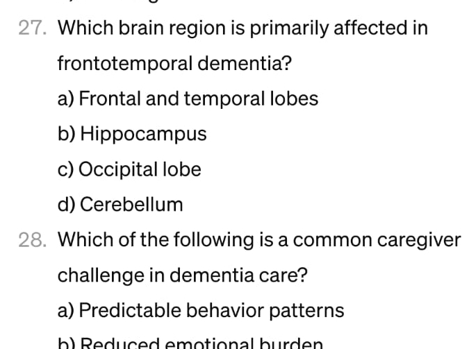 Solved Which brain region is primarily affected in | Chegg.com