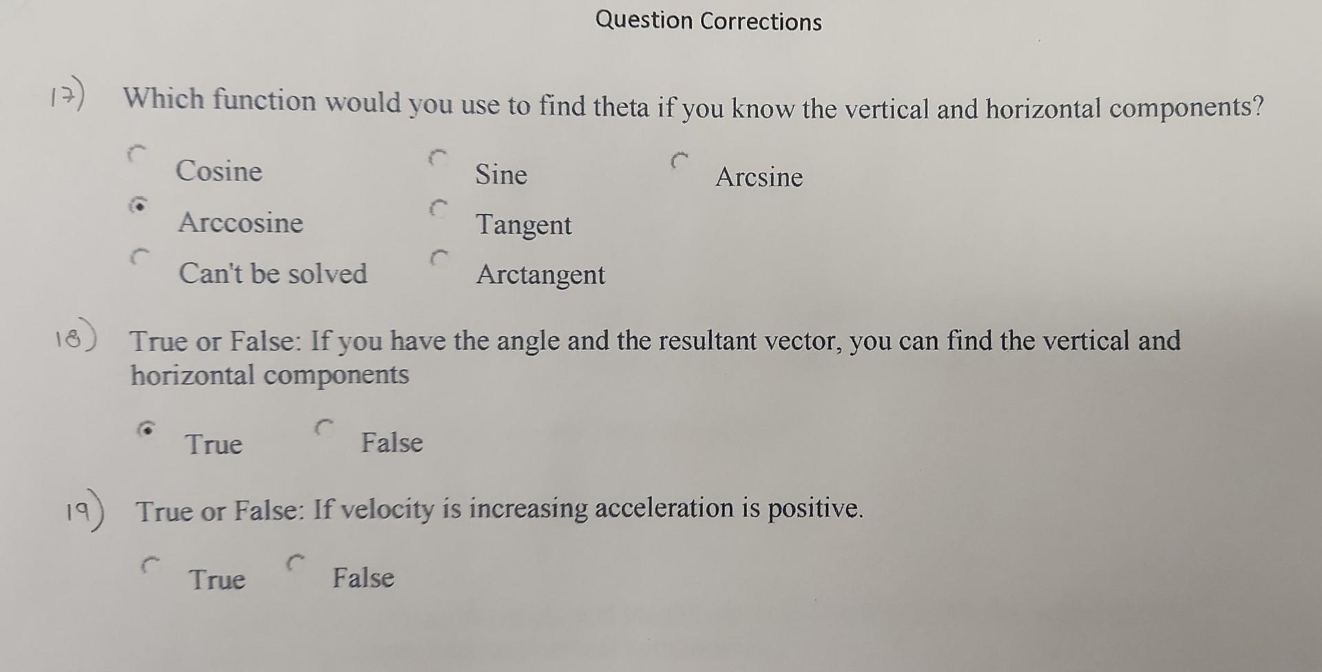 Solved 17) Which function would you use to find theta if you | Chegg.com