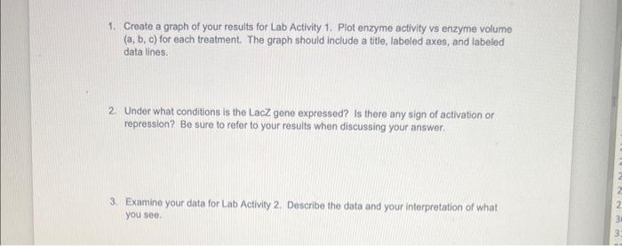 1. Create a graph of your results for Lab Activity 1. | Chegg.com