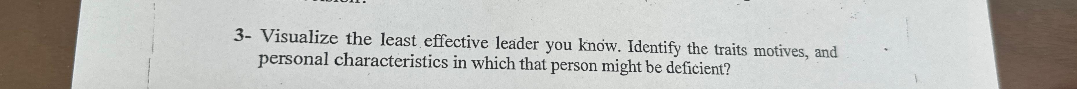 Solved 3- ﻿Visualize the least effective leader you know. | Chegg.com