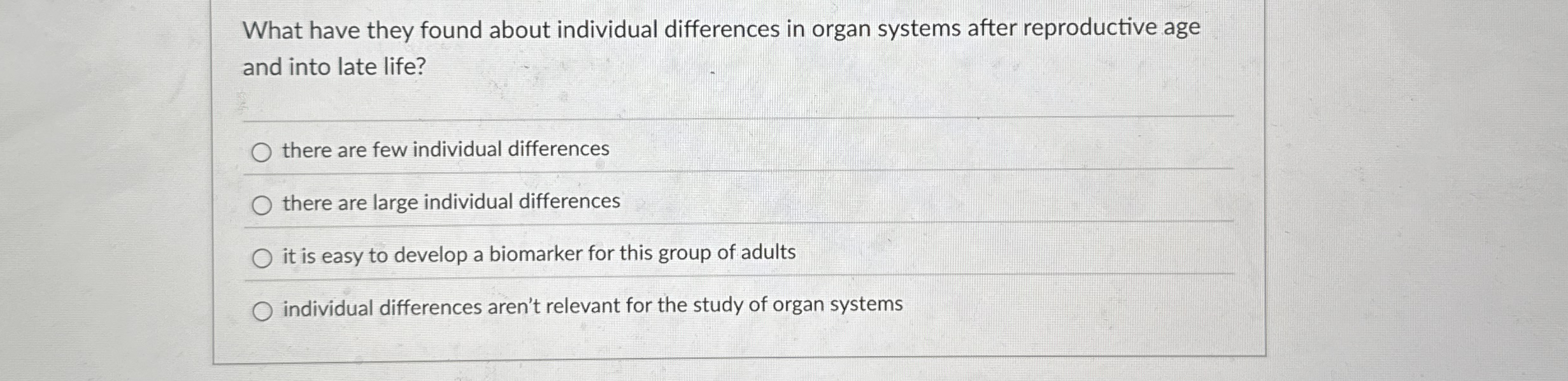 Solved What have they found about individual differences in | Chegg.com