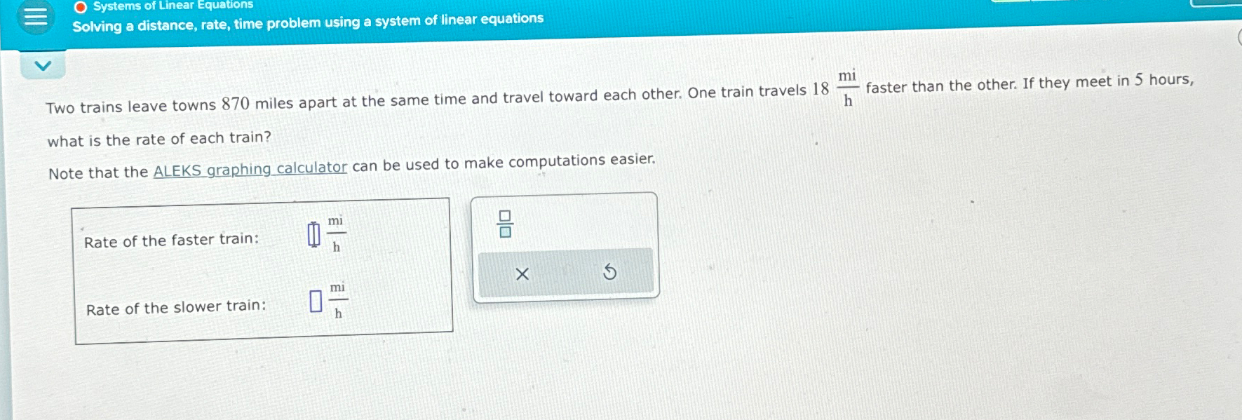 Solved Systems of Linear EquationsSolving a distance, rate, | Chegg.com