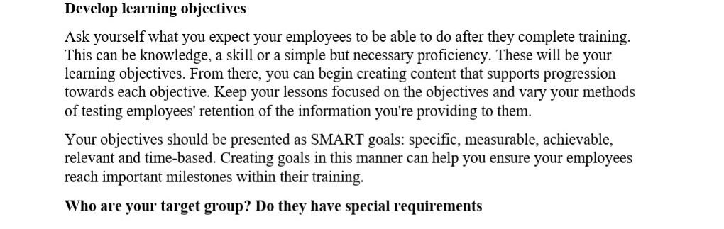 Develop learning objectives Ask yourself what you | Chegg.com