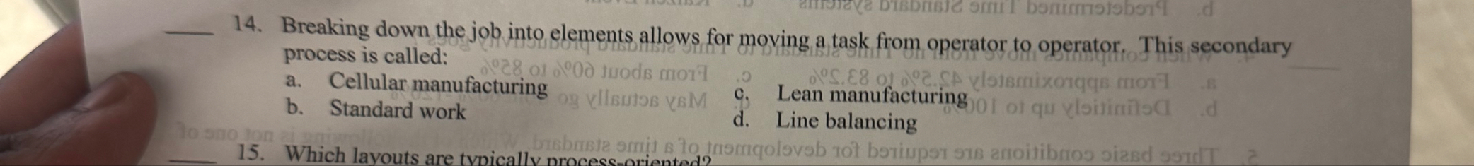 Solved Breaking down the job into elements allows for moving | Chegg.com