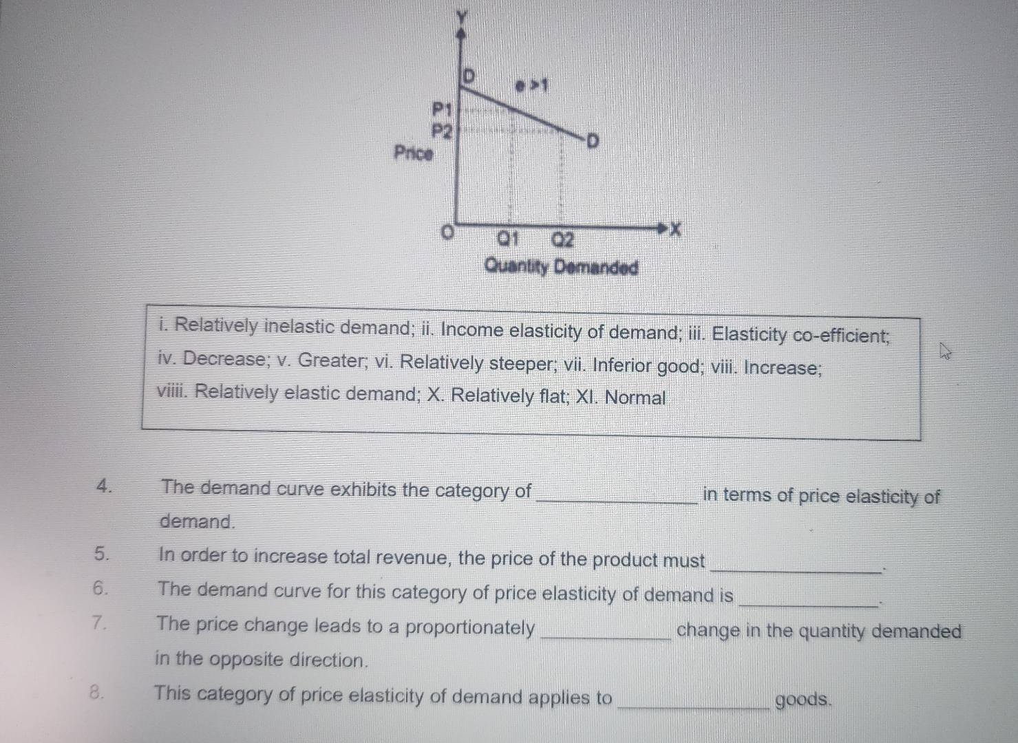 Solved i. ﻿Relatively inelastic demand; ii. ﻿Income | Chegg.com
