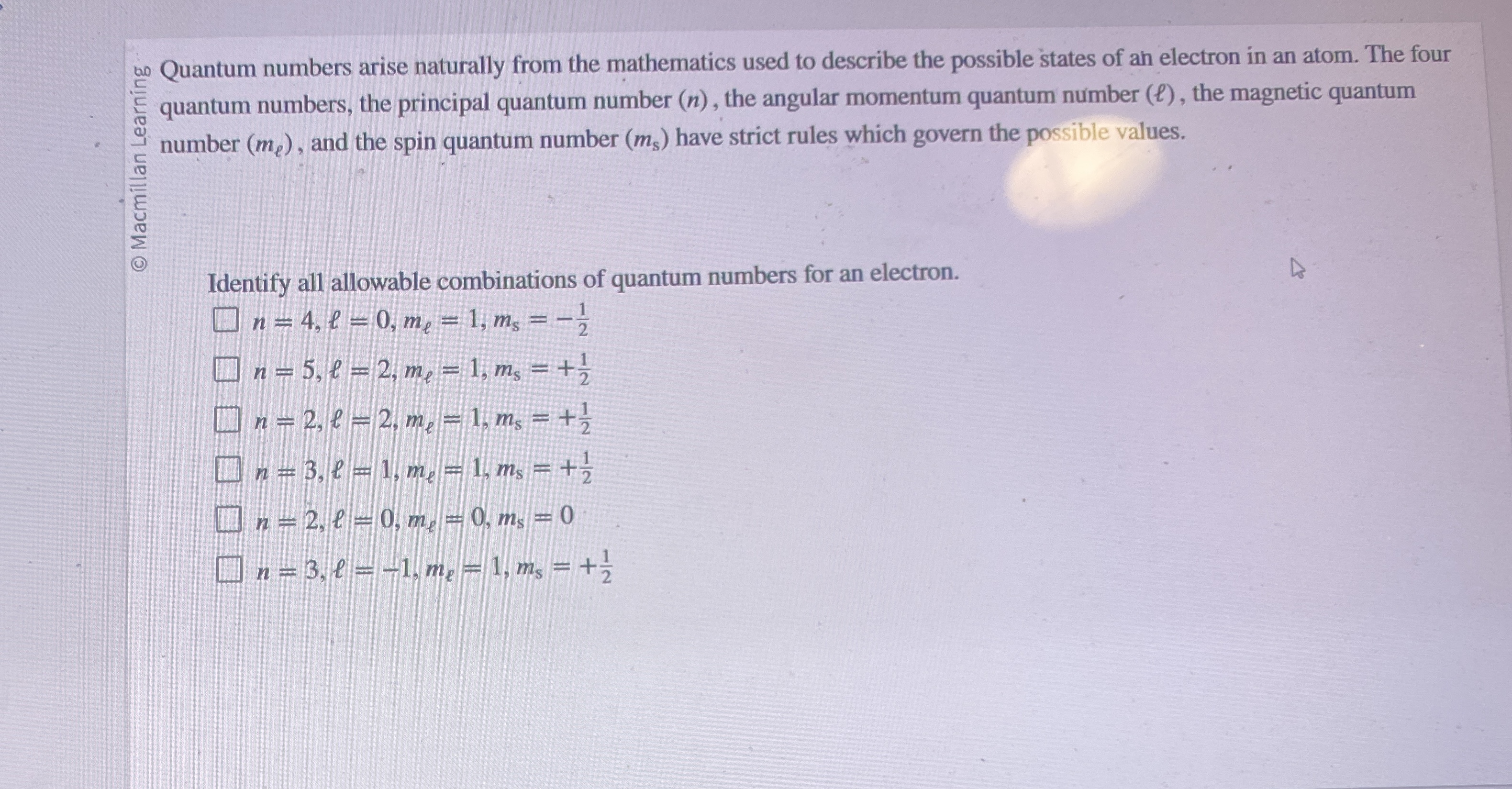 Solved Quantum numbers arise naturally from the mathematics | Chegg.com