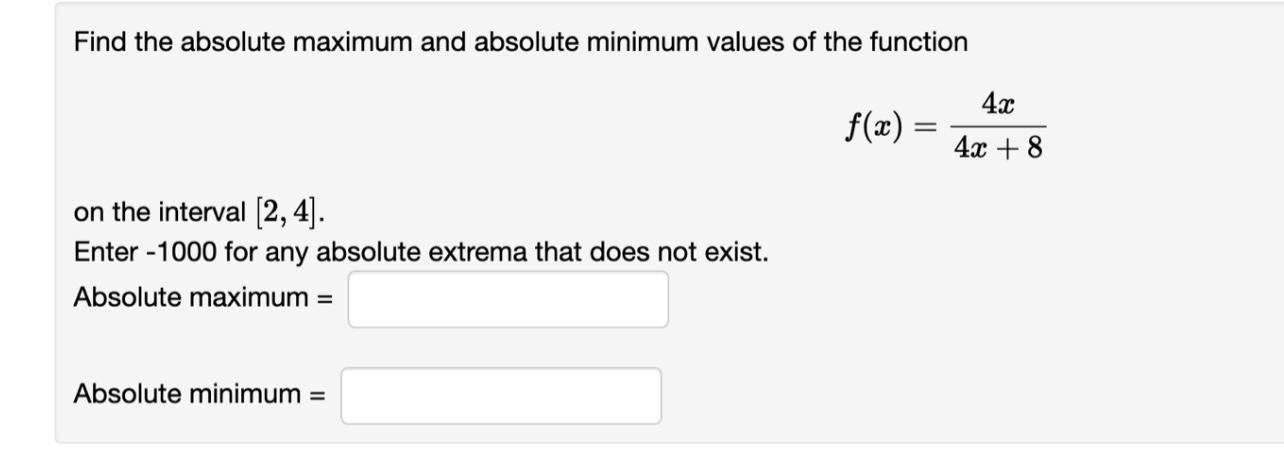 Solved Find the absolute maximum and absolute minimum values | Chegg.com