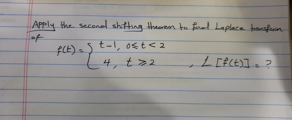 Solved of Apply the second shifting theorem to find Laplace | Chegg.com