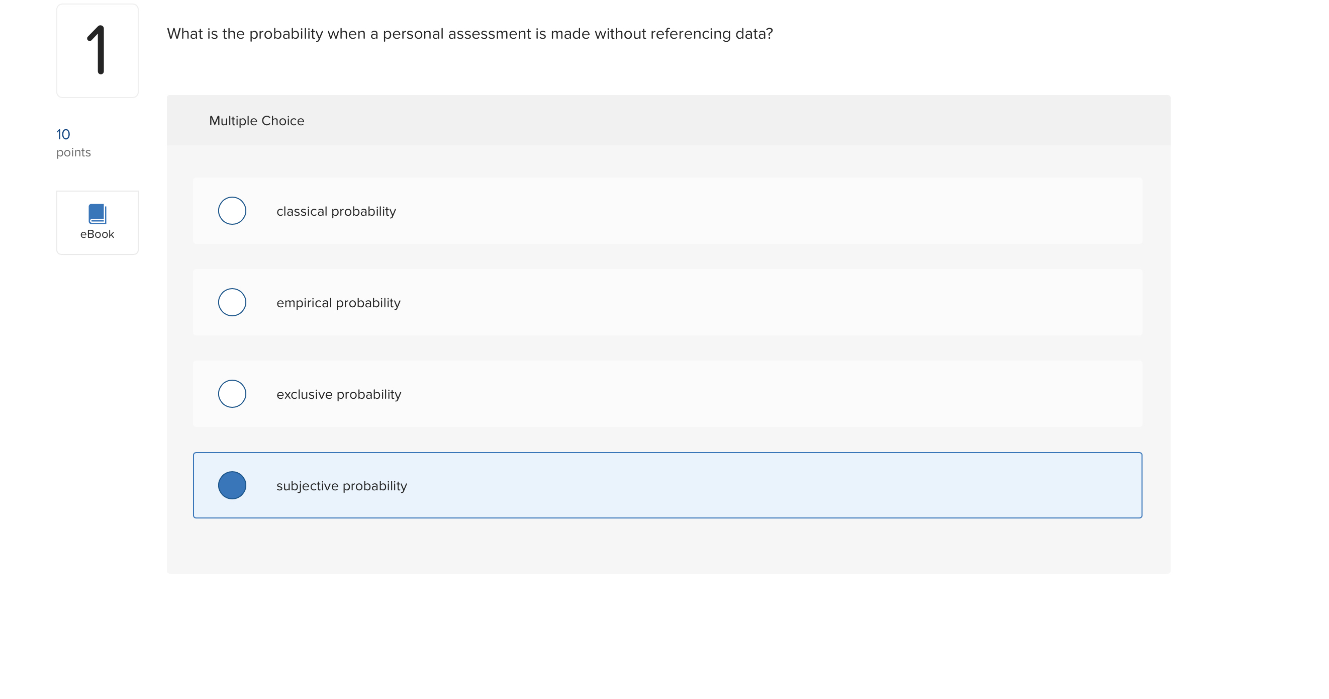 Solved 4 ﻿What is the probability when a personal assessment | Chegg.com