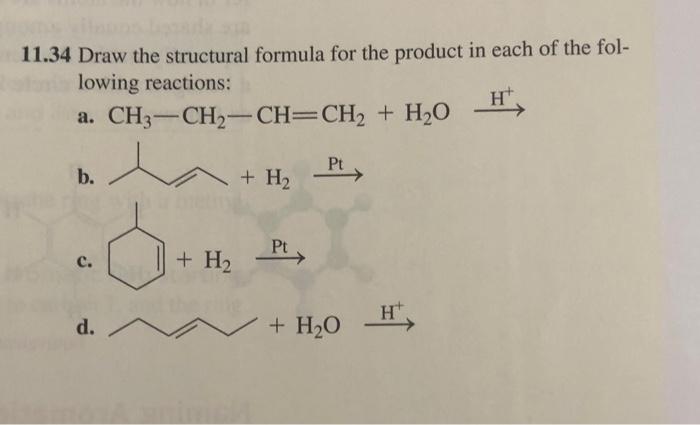Solved 11.34 Draw the structural formula for the product in | Chegg.com