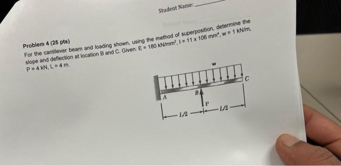 Solved Problem 4 (25 pts) For the cantilever beam and | Chegg.com