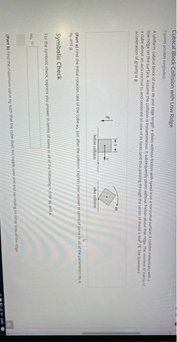 Solved Cubical Block Collision with Low Ridge O points | Chegg.com