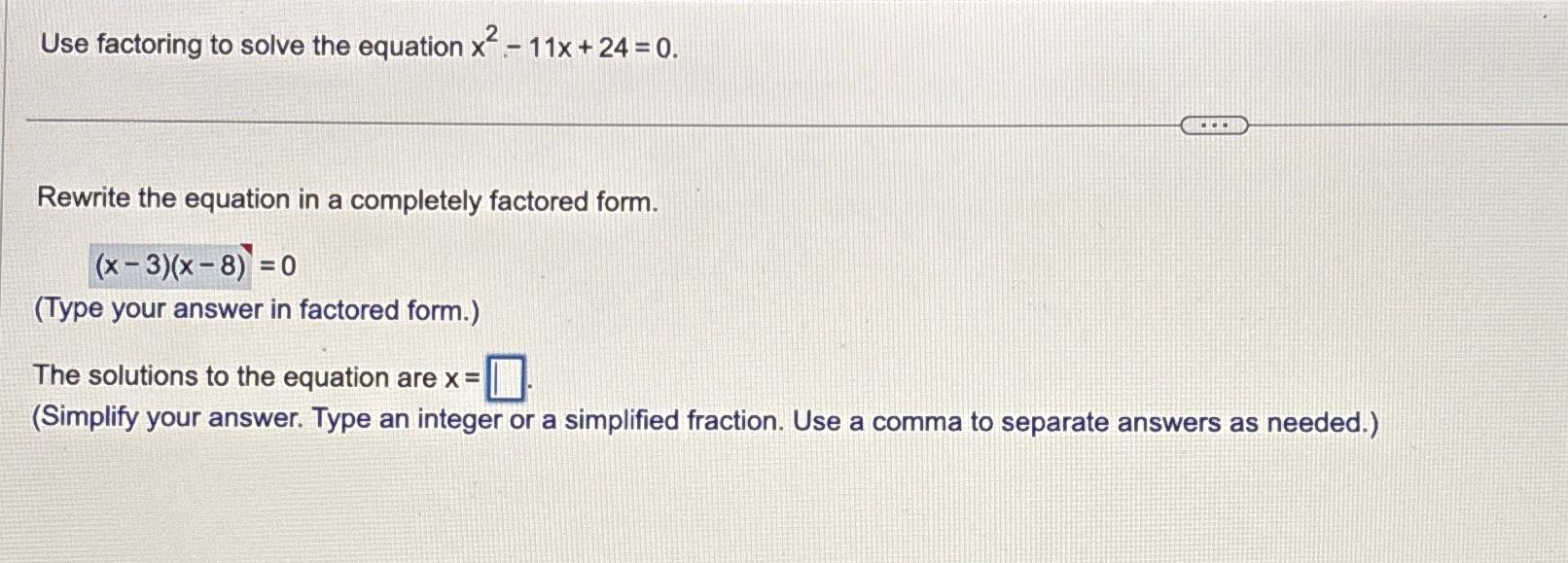Solved Use factoring to solve the equation | Chegg.com