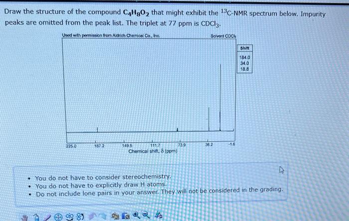 Solved Draw the structure of the compound C4H8O2 that might | Chegg.com