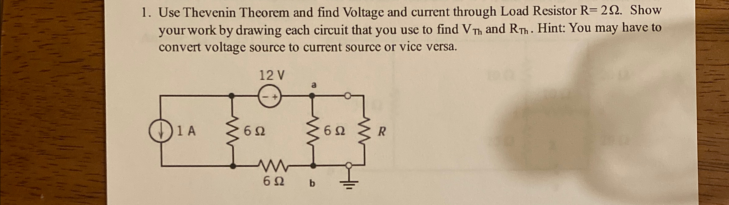 Solved Use Thevenin Theorem and find Voltage and current | Chegg.com