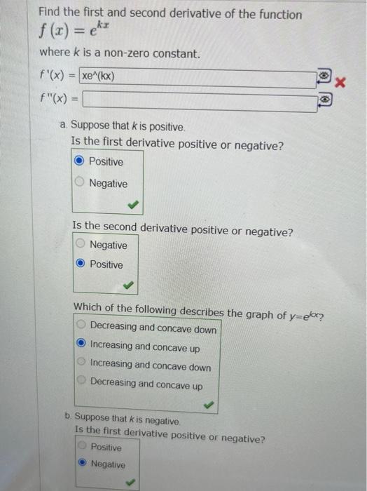 Solved Find the first and second derivative of the function | Chegg.com