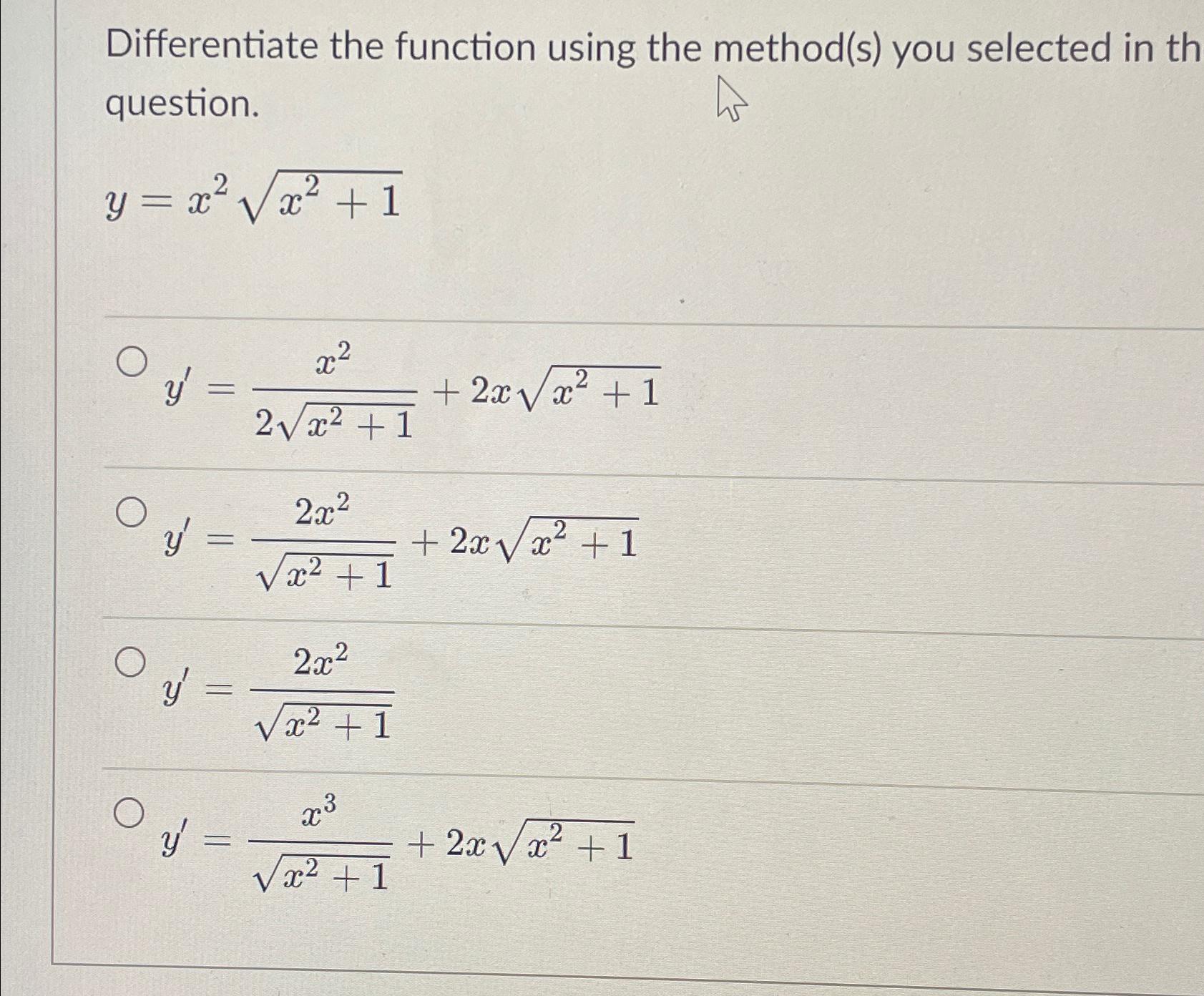Solved Differentiate the function using the method(s) ﻿you | Chegg.com