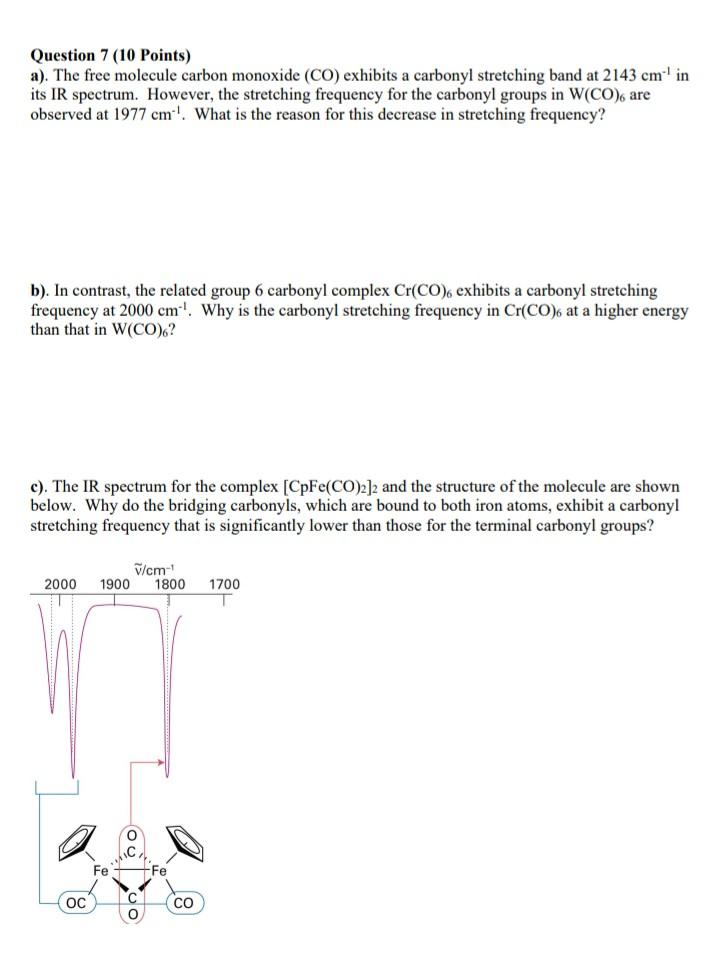 Solved Question 7 (10 Points) a). The free molecule carbon | Chegg.com