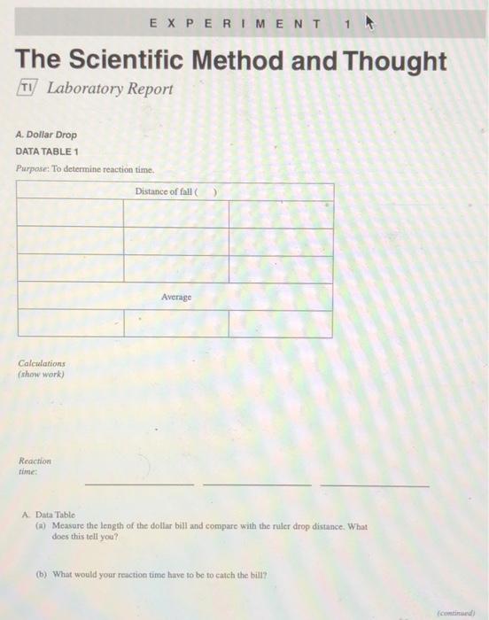 Solved EXPERIMENT 14 The Scientific Method and Thought TI | Chegg.com