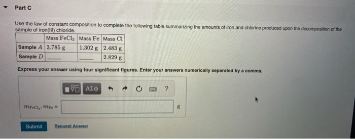 Solved Part C Use the law of constant composition to | Chegg.com