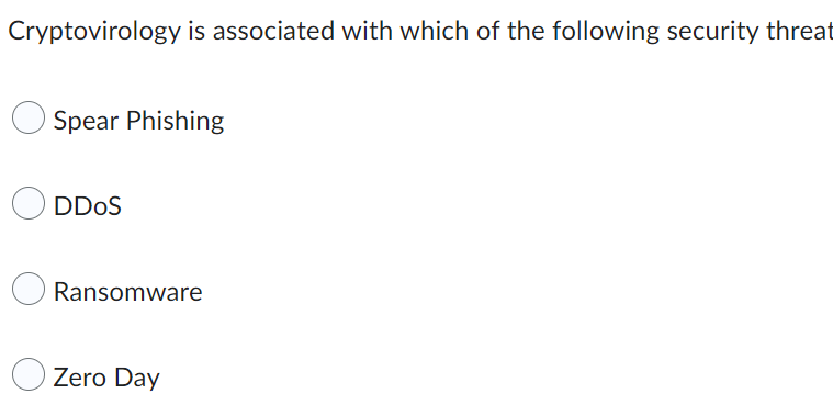 Solved Cryptovirology is associated with which of the | Chegg.com
