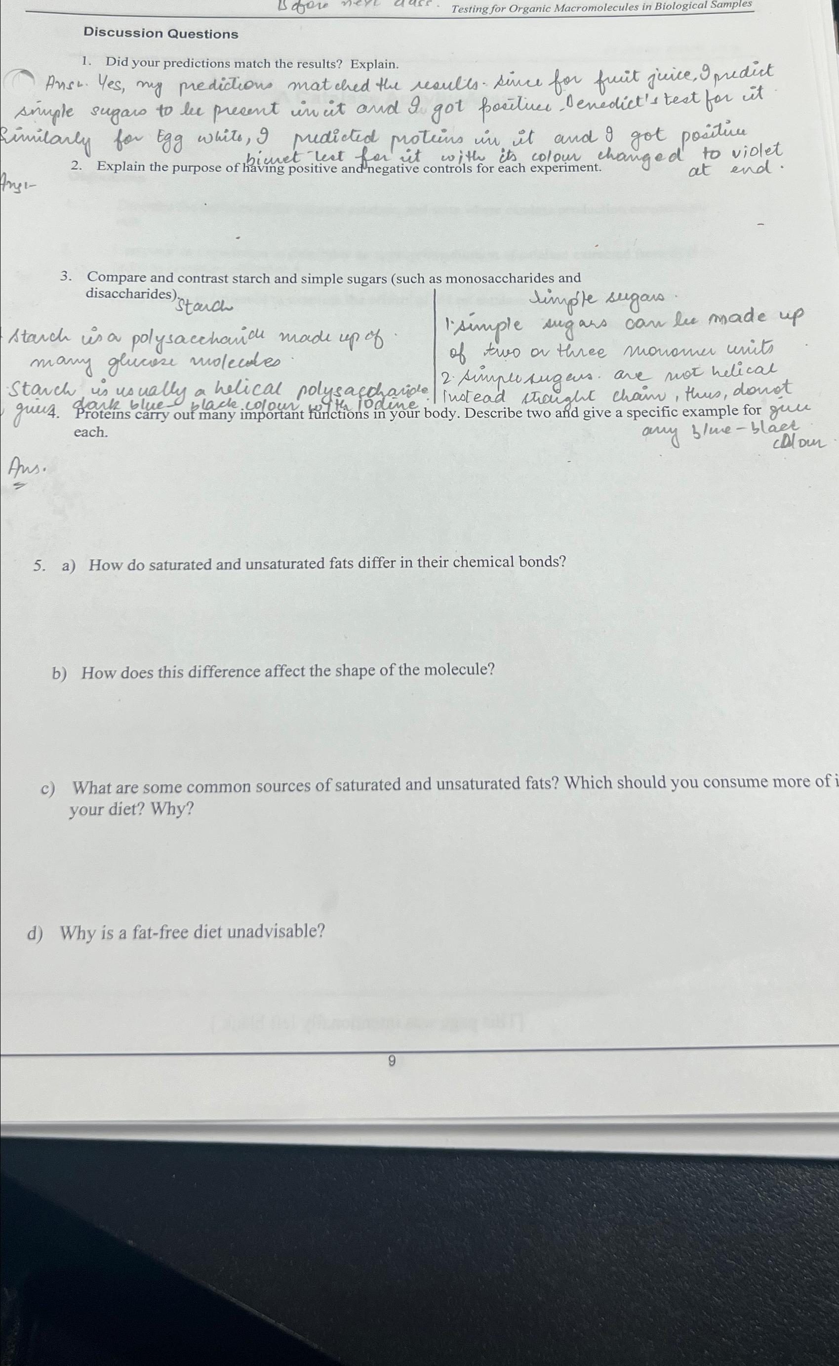 Solved Discussion QuestionsDid your predictions match the | Chegg.com