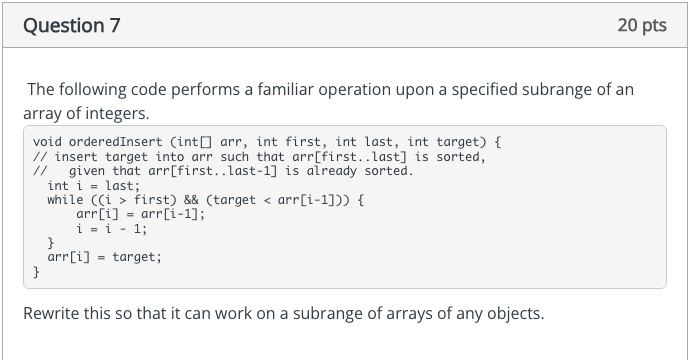 Solved Question 7 ﻿The following code performs a familiar | Chegg.com