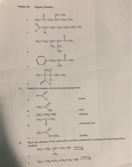 Solved Chapter 20: Organic Chemistry i CH3-CH; | Chegg.com