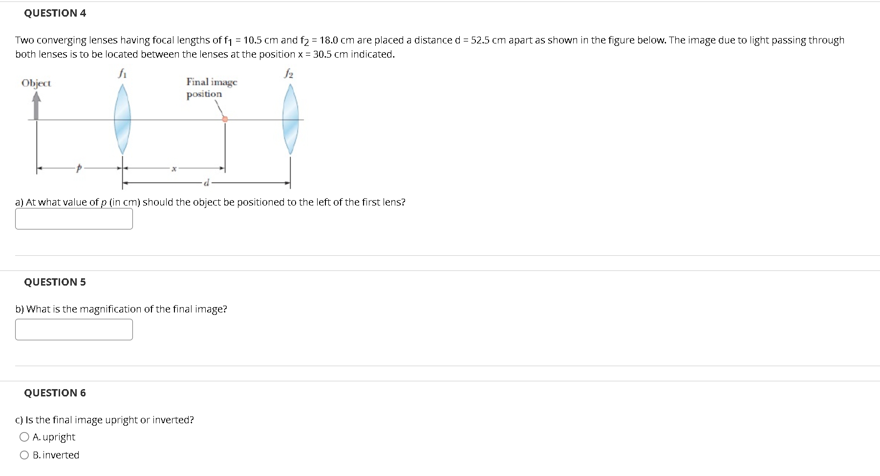 Solved QUESTION 4Two converging lenses having focal lengths | Chegg.com