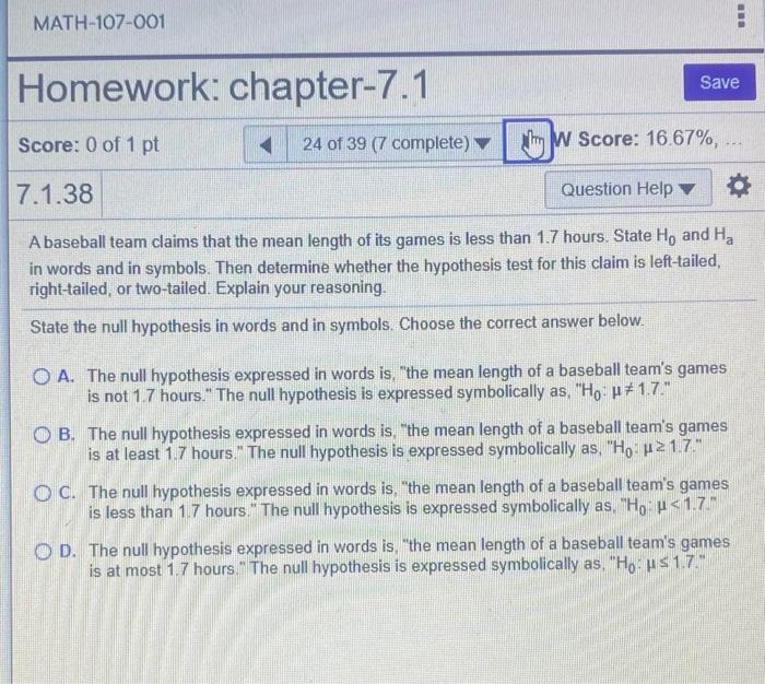 Solved MATH-107-001 BBB Homework: chapter-7.1 Save Score: 0 | Chegg.com