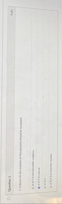 Solved Question 1 4pts 1. Cultures for the isolation of | Chegg.com