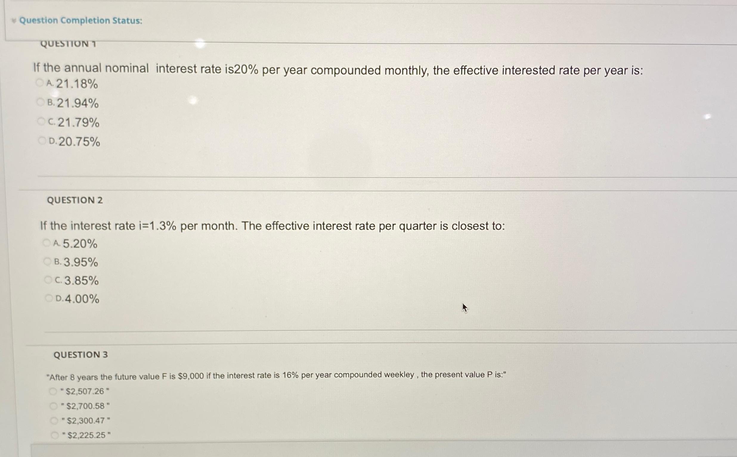 Solved Question Completion Status:QUESIION 7If the annual | Chegg.com